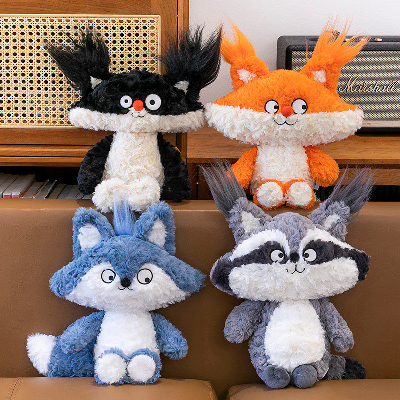 Gummy Fox Grey Wolf Plush Toy Children DIY Hairstyle Cat Doll Raccoon ...