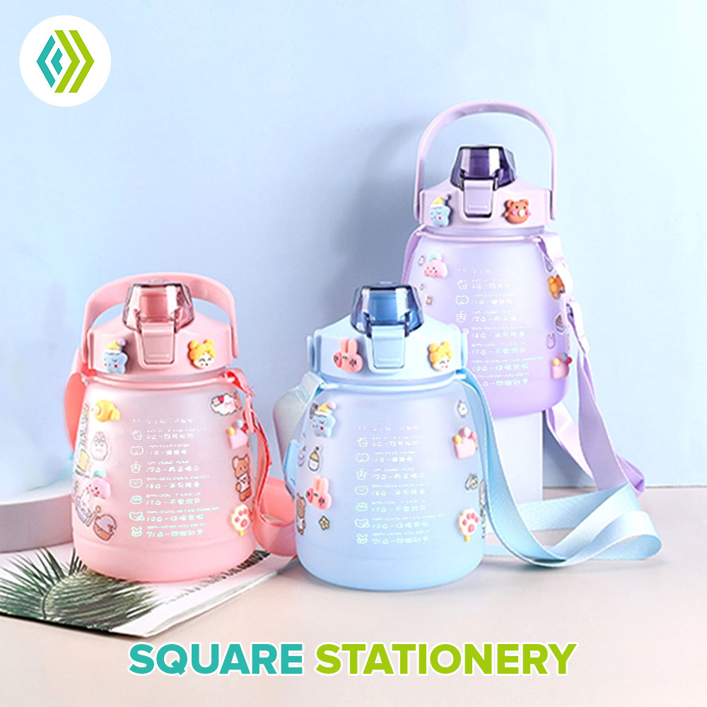 Square 1.3L Water Bottle With Shoulder Strap Tumbler Water Bottles ...