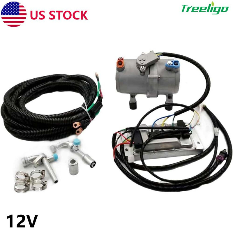 Universal 12V Electric Car Air Conditioner Compressor Kit A/C Scroll ...