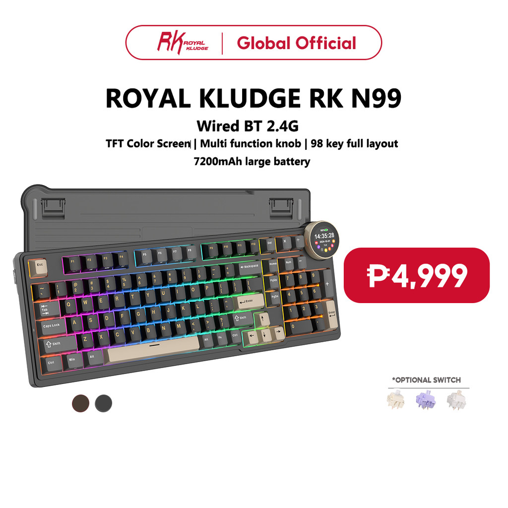 Royal Kludge RK N99 Phantom 98 Key Tri-Mode RGB Wired Bluetooth 2.4G ...