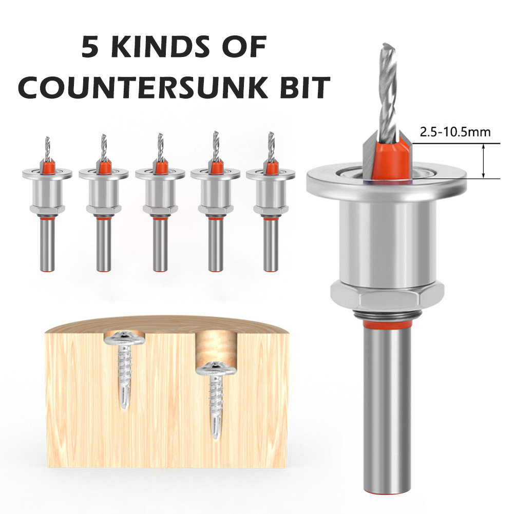 8mm Shank DIY Router Drill Bit With Wrench For Woodworking Countersink ...