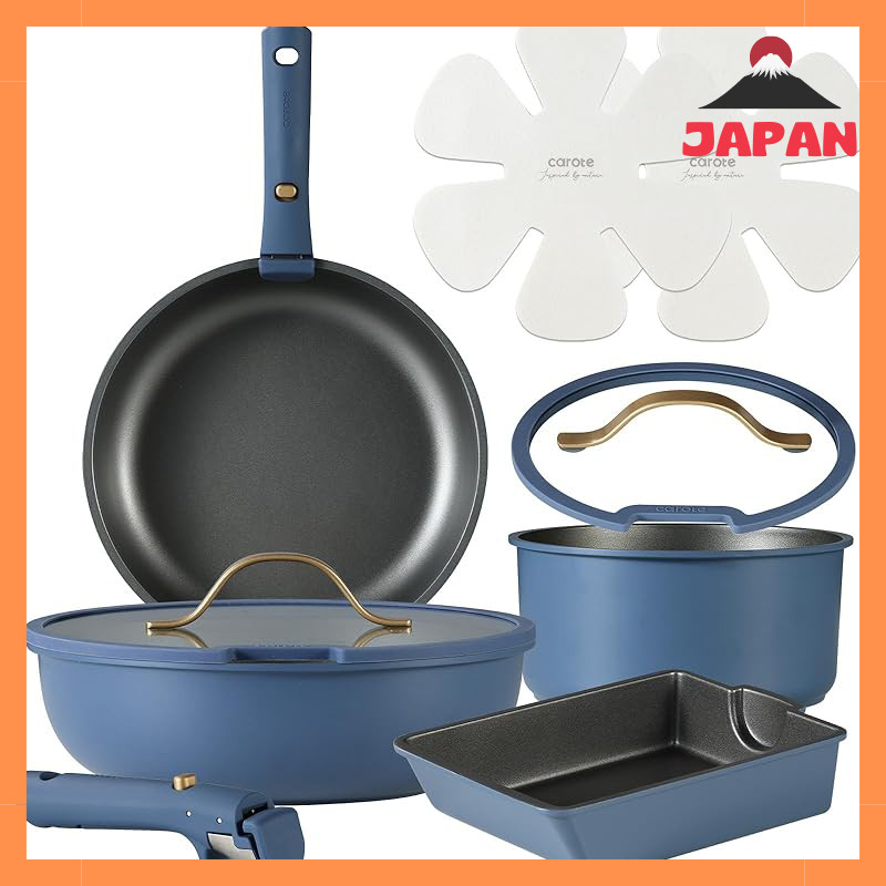 CAROTE Gold Luxe Series 15-Piece Non-Stick Titanium Coated Cookware Set ...