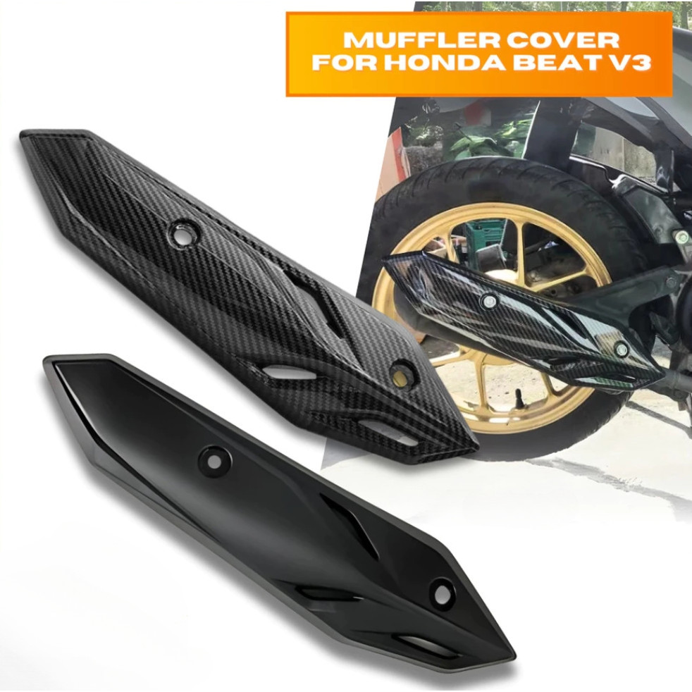 MOTORCYCLE EXHAUST MUFFLER COVER FOR HONDA BEAT FI V3 BLACK/CARBON ...