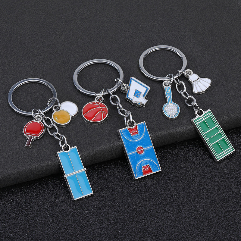 Fashion Mini Basketball Soccer Field Keychain Table Tennis Badminton ...