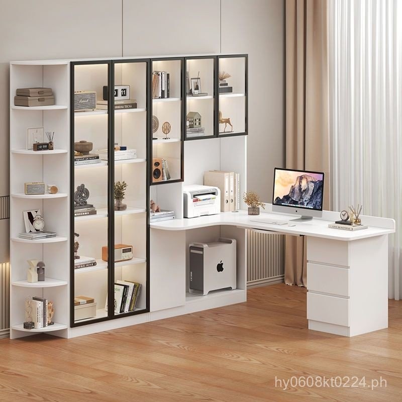 Home Integrated Bookshelf Light Luxury Student Corner Desk Bedroom ...