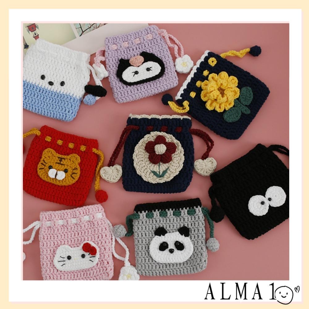 ALMA Women's Wallet, Hand-Woven Knitted Coin Bag, Yarn Crochet Fruit ...