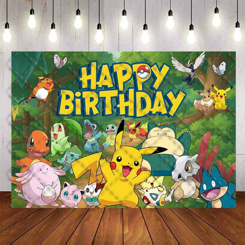 Pokemon Party Birthday Backdrop For Photography Baby Shower Kids ...