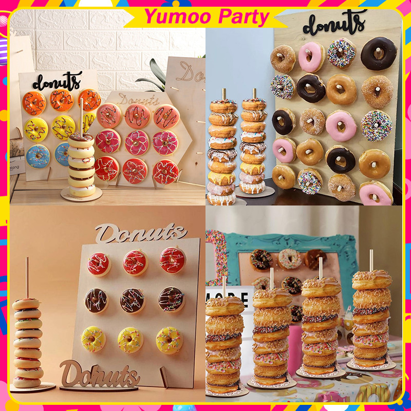 Wooden Donuts Wall Display Stand Holder Candy Sweets Doughnut Rack for ...