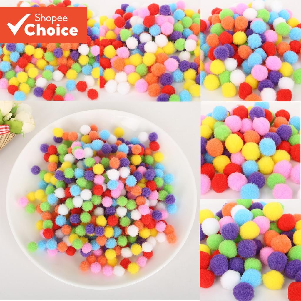 100-500PCS Pompoms Balls Assorted Colors Pompoms For Kids Craft Making ...