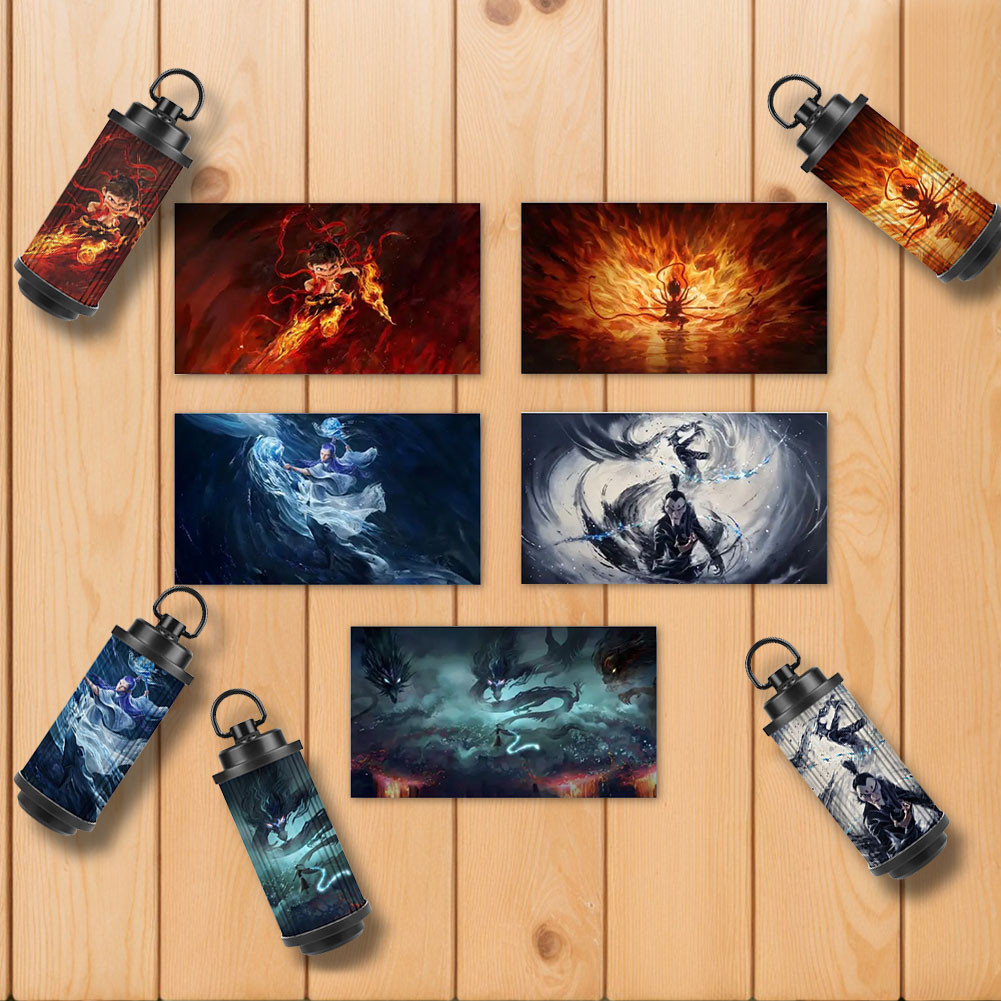 5Pcs Nezha Camping Light Stickers Waterproof Nezha Movie Scene Ambient ...