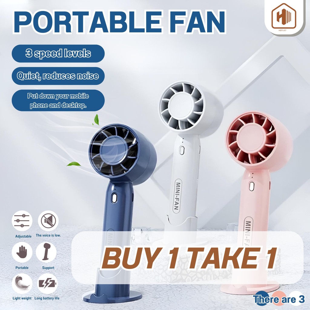 【BUY 1 TAKE 1】Portable Mini Fan USB Rechargeable Turbo Fan Adjustable ...