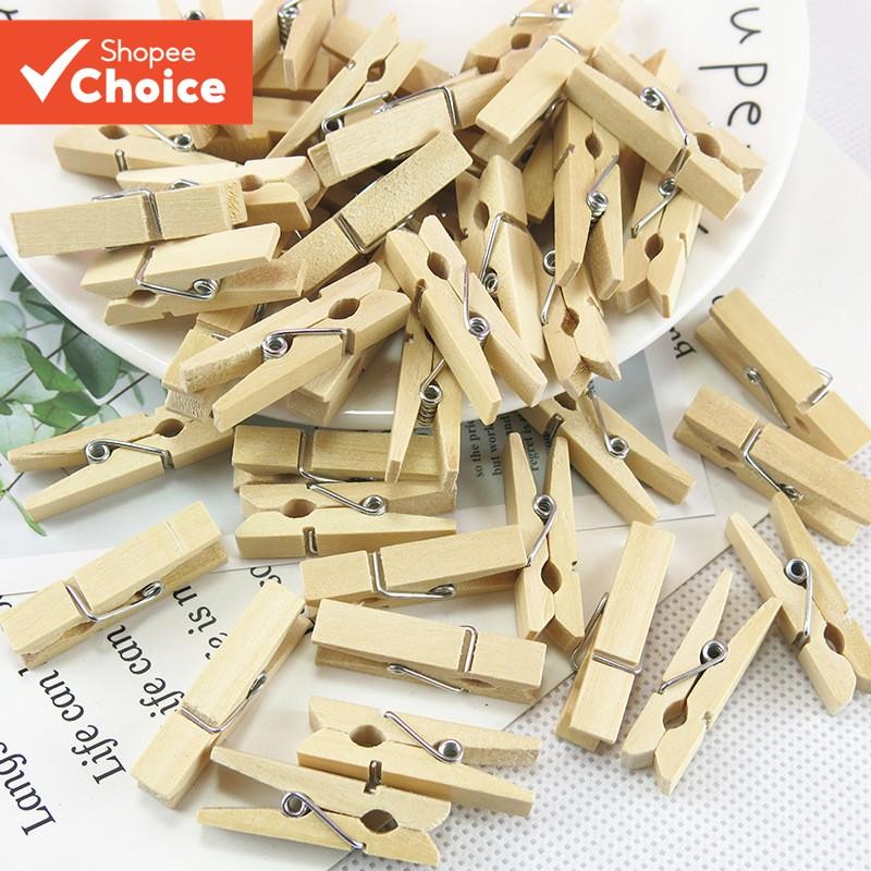 100pcs/50pcs 2.5x0.3cm Natural Mini Wooden Clip Creative Wooden Clip ...