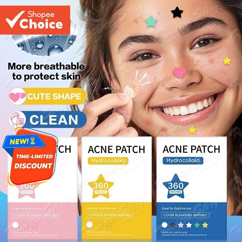 360Pcs Acne Pimples Patches Hydrocolloid Colorful Acne Repair ...
