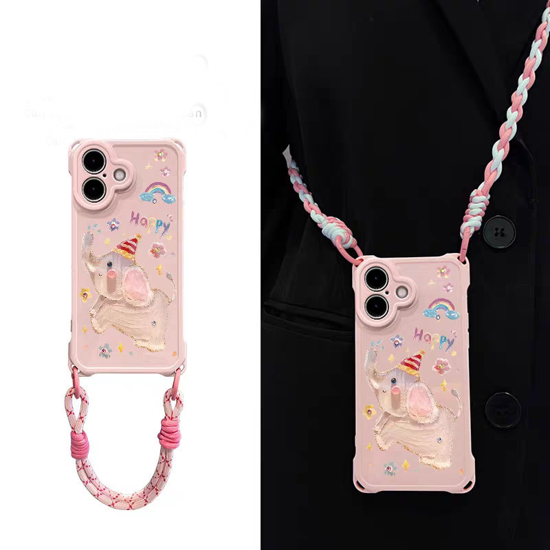 Girls Crossbody Shoulder Rope Hanger Rainbow Elephant Soft Case for ...