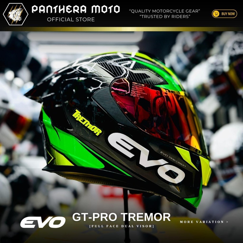 EVO GT PRO TREMOR FULL FACE DUAL VISOR MOTORCYCLE HELMET | Shopee ...