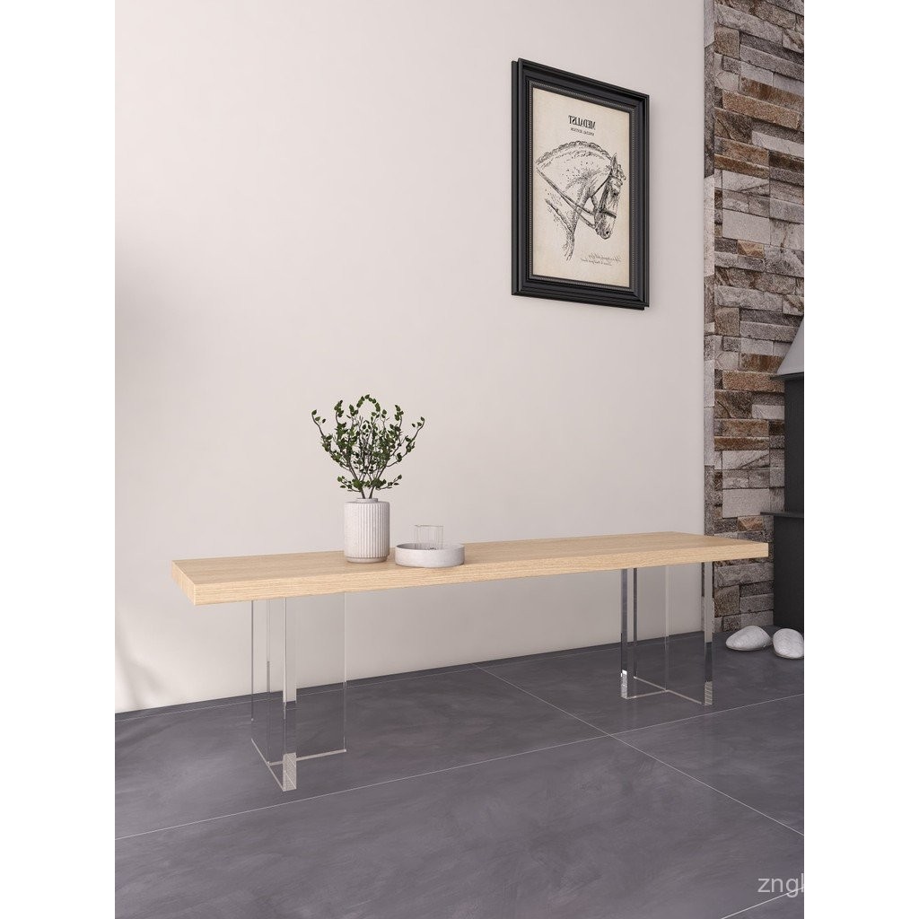 Nordic Acrylic Long Bench Simple White Ash Solid Wood Bench Natural ...