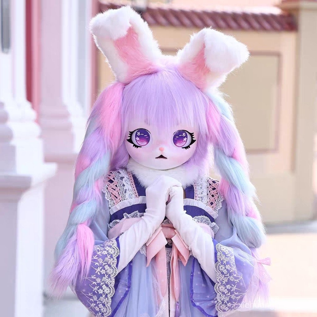 Cute Rabbit kig Animal Head Wearable cos Costume Headgear Fursuit ...