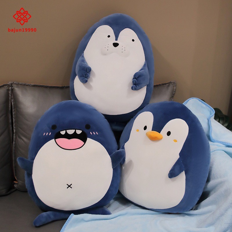 55cm Cartoon Shark Penguin Plush Toy Cute Stuffed Animals Seal Plushies ...