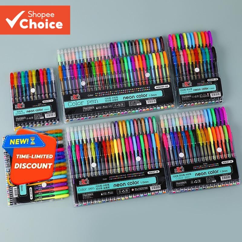 24-Color Flash Gel Pen Color Children's Pens With Luminous Stars To ...