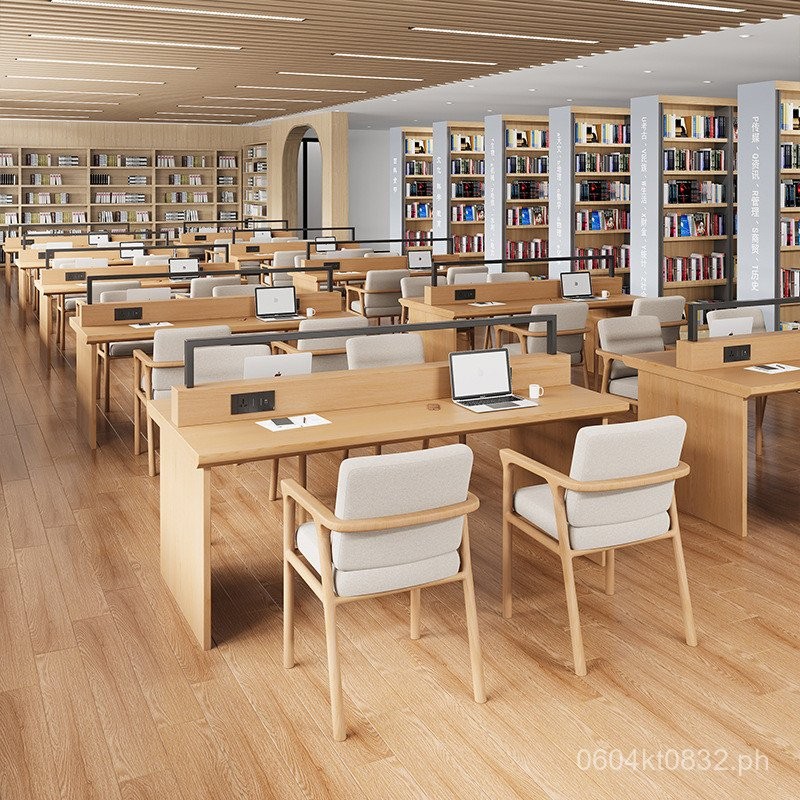 Desk with Lamp Reading Room Office Desk Shared School Chair Bookstore ...