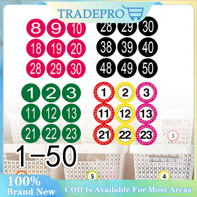 10pcs 1 to 50 Round Number Stickers Mini Number Label Sticker ...