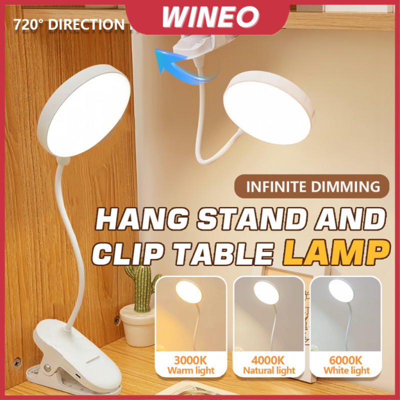 Rechargeable Desk Lamp USB Clamp LED Study Light Flexible Touch Switch ...