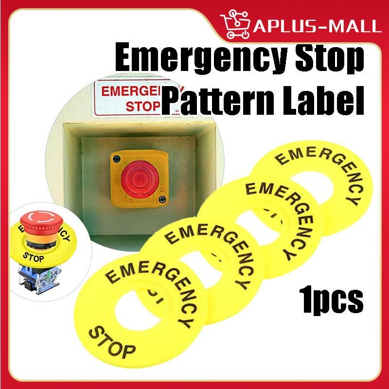 1Pcs Push Button Switch Panel Label 22mm Yellow Emergency Stop Pattern ...