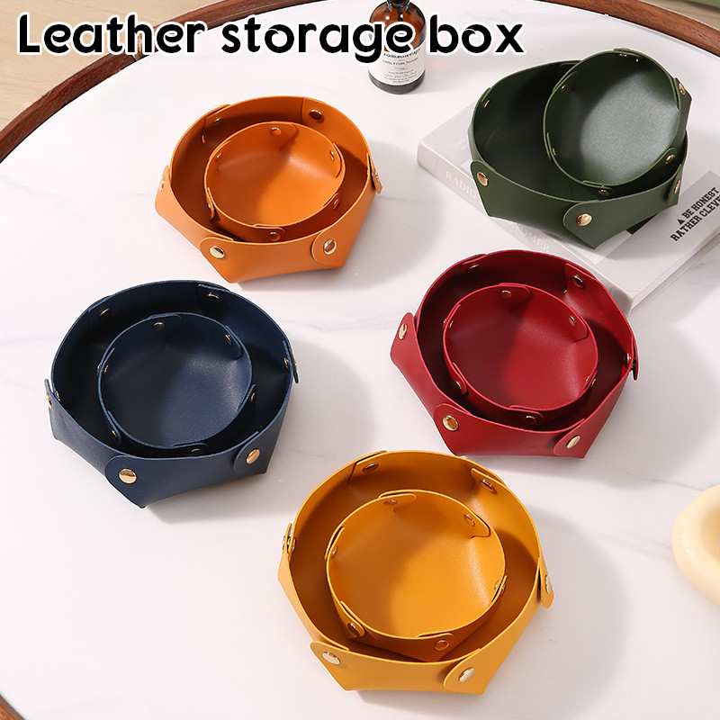 Leather Tray Organizer - Desktop Storage Box for Wallets, Watches, Keys ...