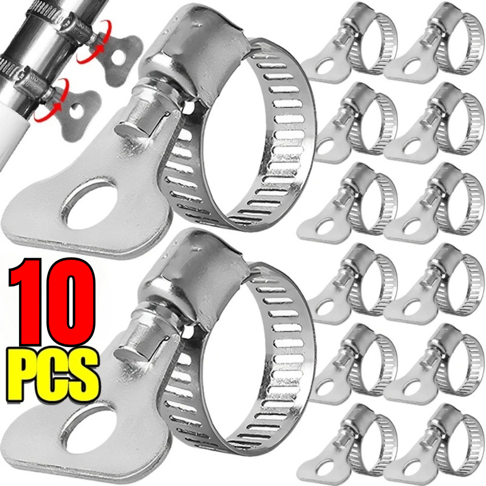 10Pcs Adjustable Strong Grip Iron Handle Hand Twist Hose Clamps Garden ...
