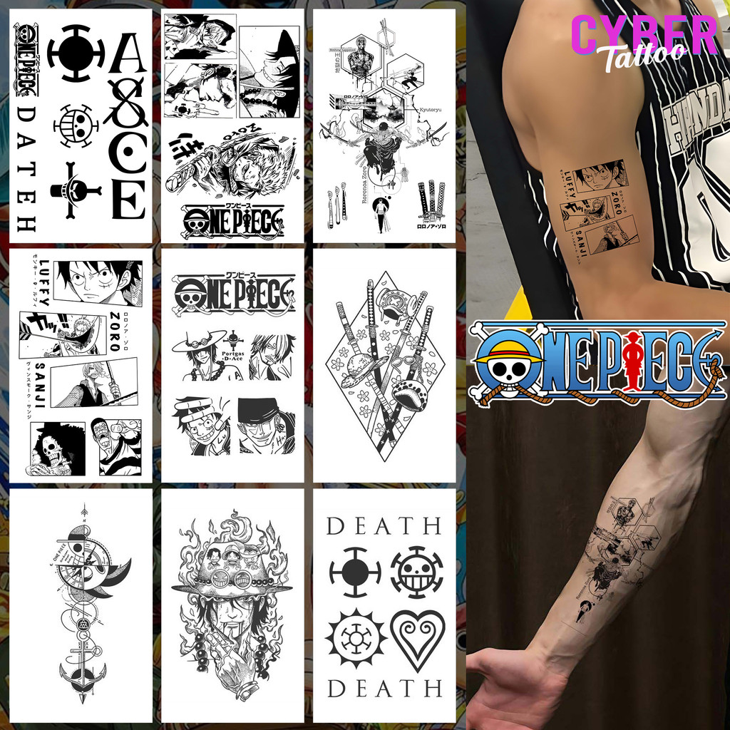 Cyber ONE PIECE Tattoo Fruit Ink Temporary Semi Permanent Tatto Long ...