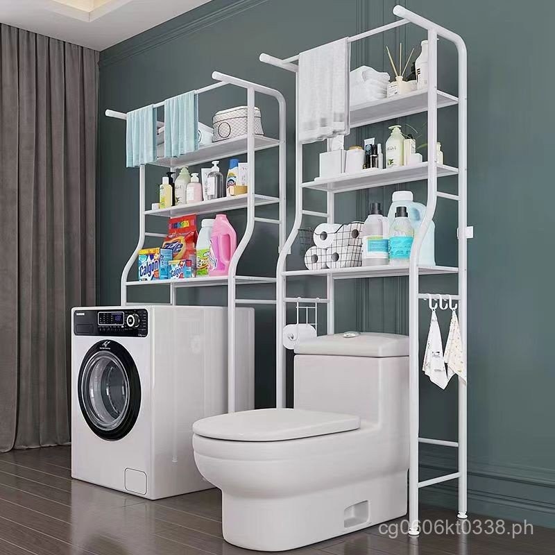 Toilet Bathroom No-Drill Washroom Washing Machine Storage Rack Basin ...