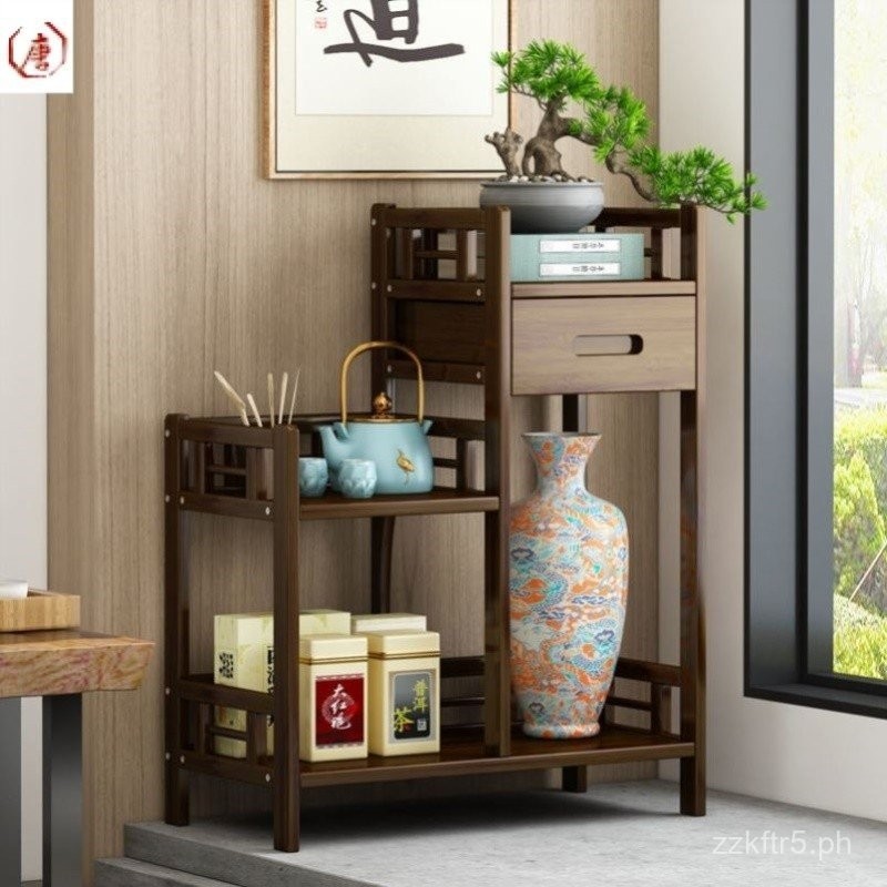 High-end Side Table Corner Table Small Tea Cabinet Solid Wood Tea Set ...