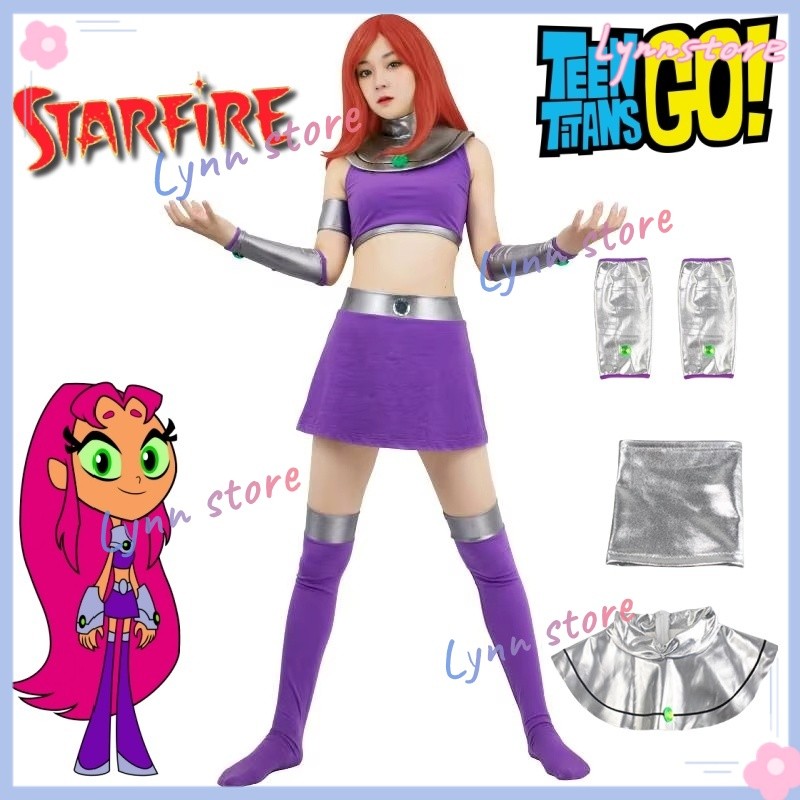XS-3XL TEEN TITANS STARFIRE Cosplay Costume STARFIRE Roleplay Purple ...
