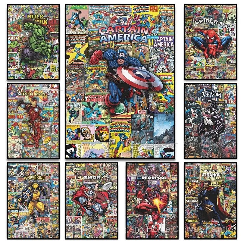 Miniso Disney Marvel Avengers Spiderman poster Iron Man Hulk Captain ...