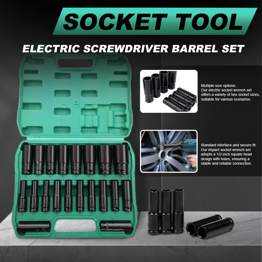 Impact Wrench Socket 20 pcs Set 1/2'' Electric Power Tool Hex Socket ...