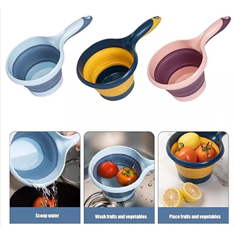 Foldable Silicone Water Scoop Dipper Water Ladle Multi-purpose ...