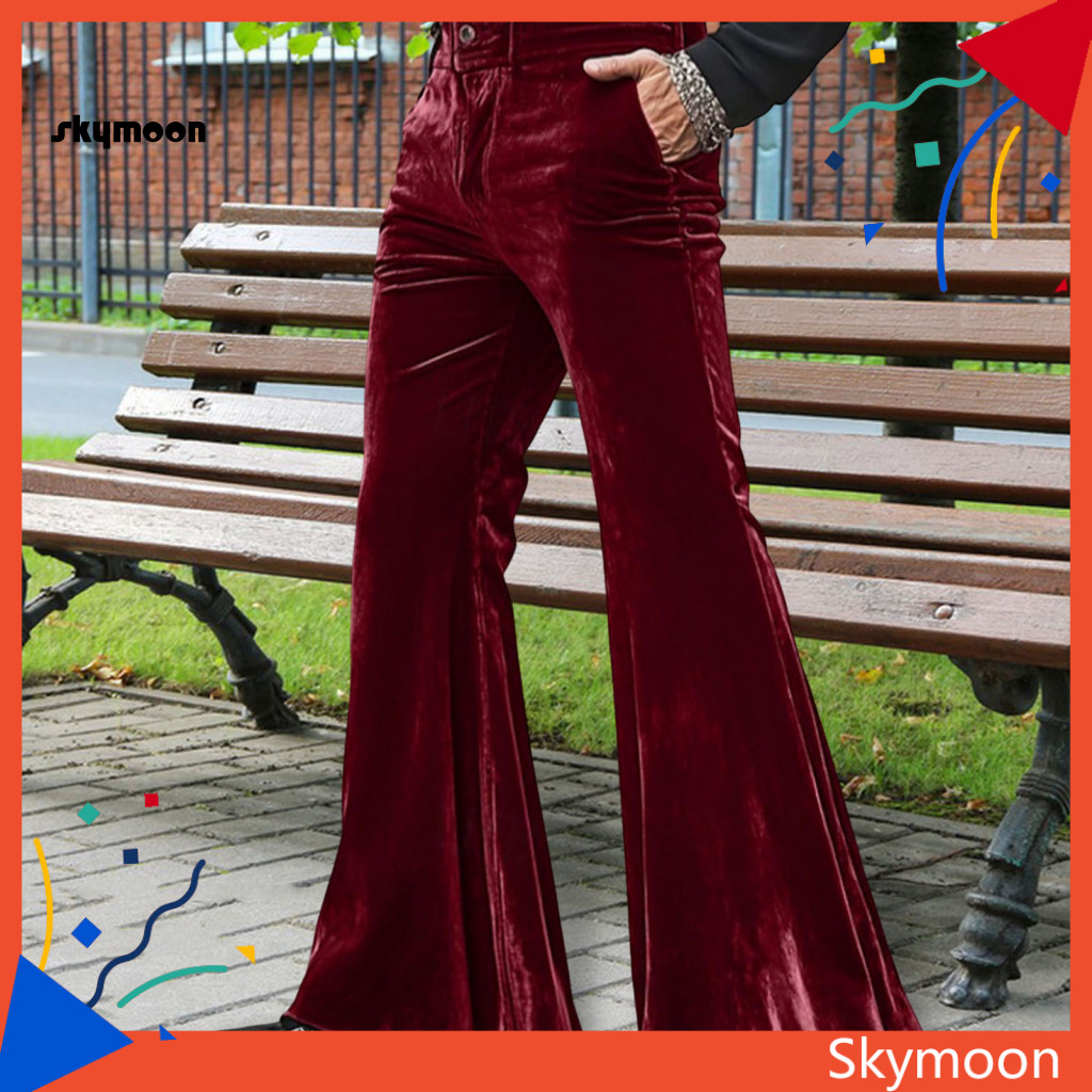 Skym* Men Bell-bottom Pants Men Versatile Bell-bottom Trousers 70s ...