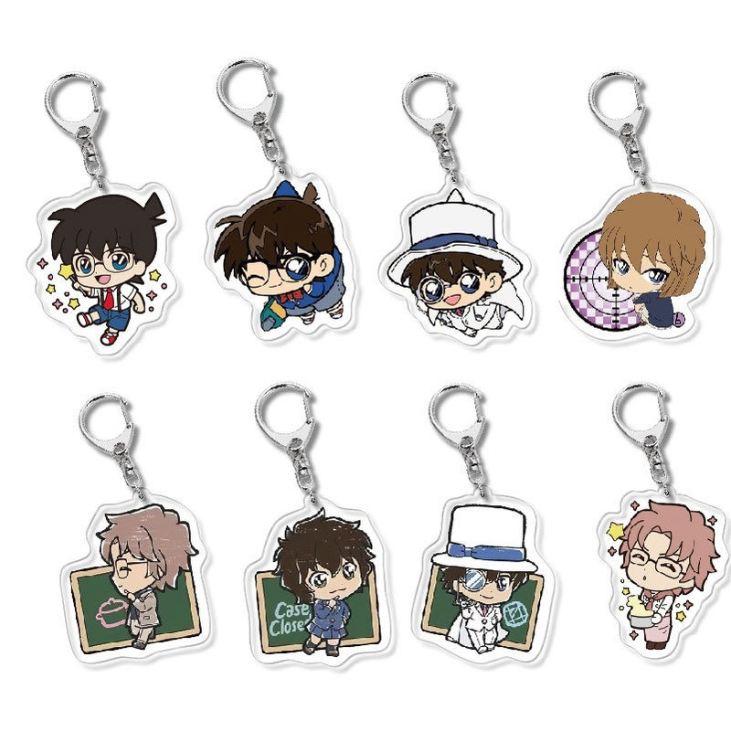 Detective Conan Keychain Women Cartoon Key Chain Man Anime Cute Acrylic ...