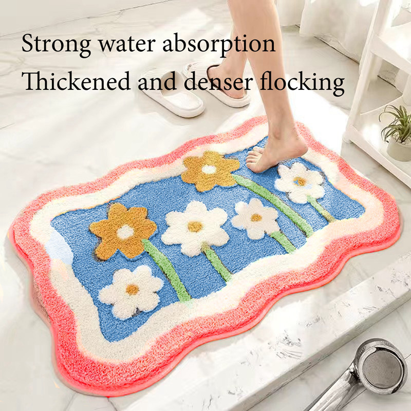 Light Luxury Faux Cashmere Cartoon Absorbent Floor Mat Bathroom Anti ...