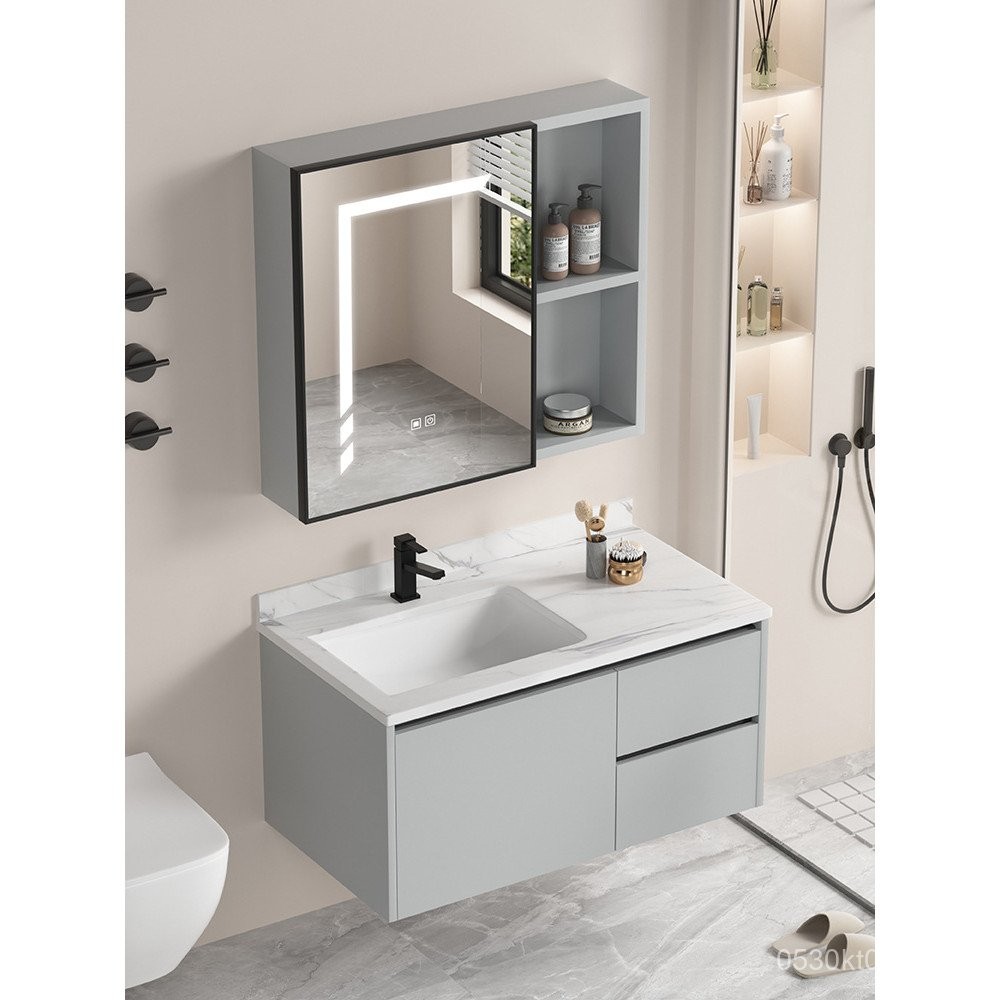 Bathroom Cabinet Aluminum Wash Basin Small Apartment Bathroom Mirror ...