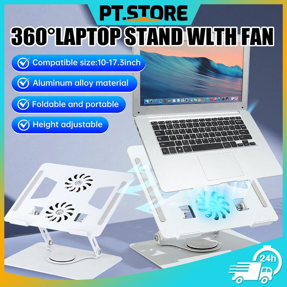 Laptop Stand 360° Adjustment With Fan Aluminum Alloy Foldable Laptop ...