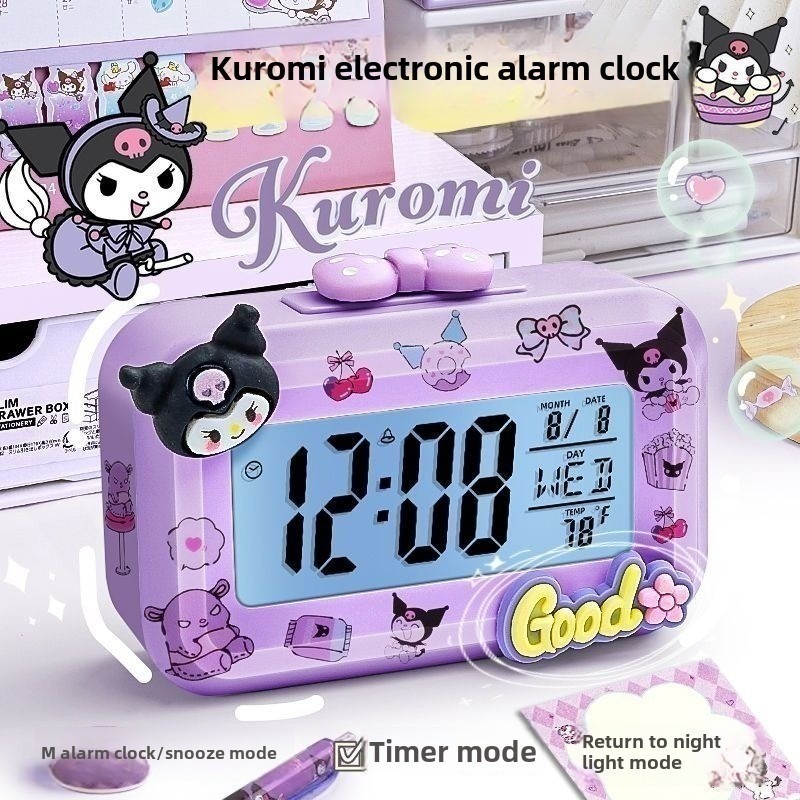 Cute Cartoon Alarm Clock - Luminous Display Chiikawa Kuromi Melody Mini ...