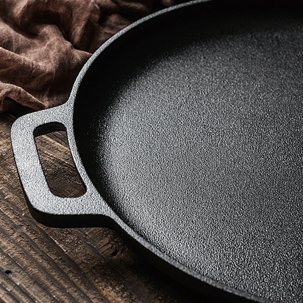 Cast Iron Round Griddle For Crepes And Pizza with Dual Handles Non ...