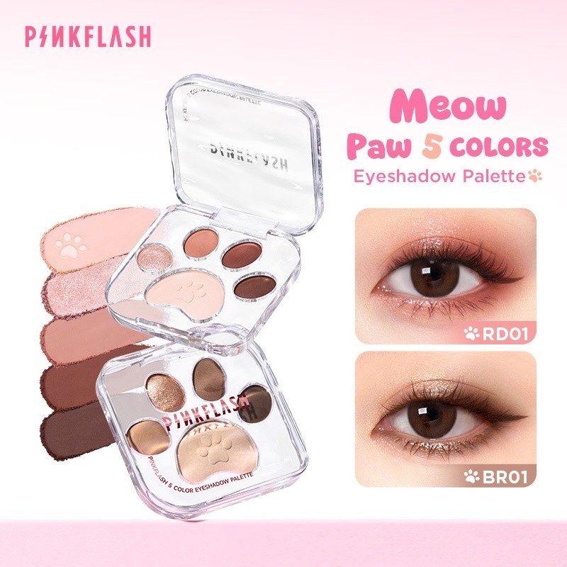 Pinkflash Meow Paw 5 Colors Eyeshadow Palette High Pigmented Smooth ...