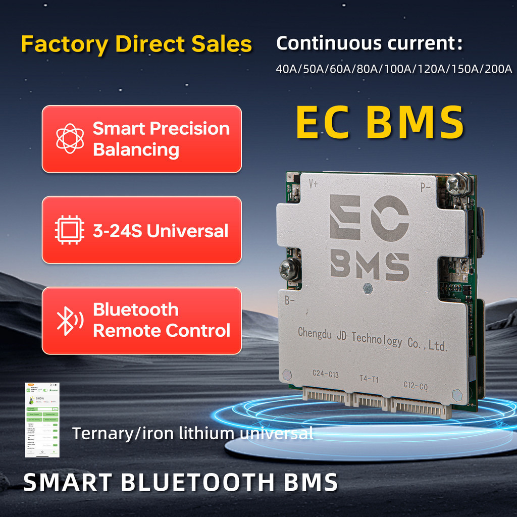 EC Smart BMS 4S-24S LiFePO4 Solar Bluetooth CAN Active Balancer 50-200A ...