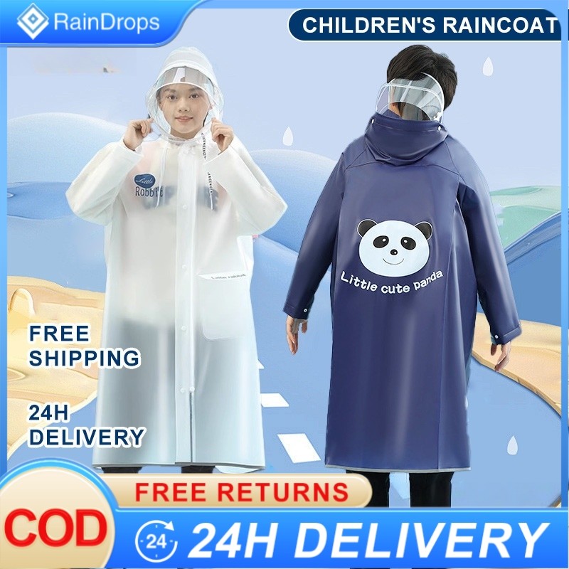 Kids Cartoon Kapote Raincoat with Backpack – EVA Hooded Waterproof Coat ...