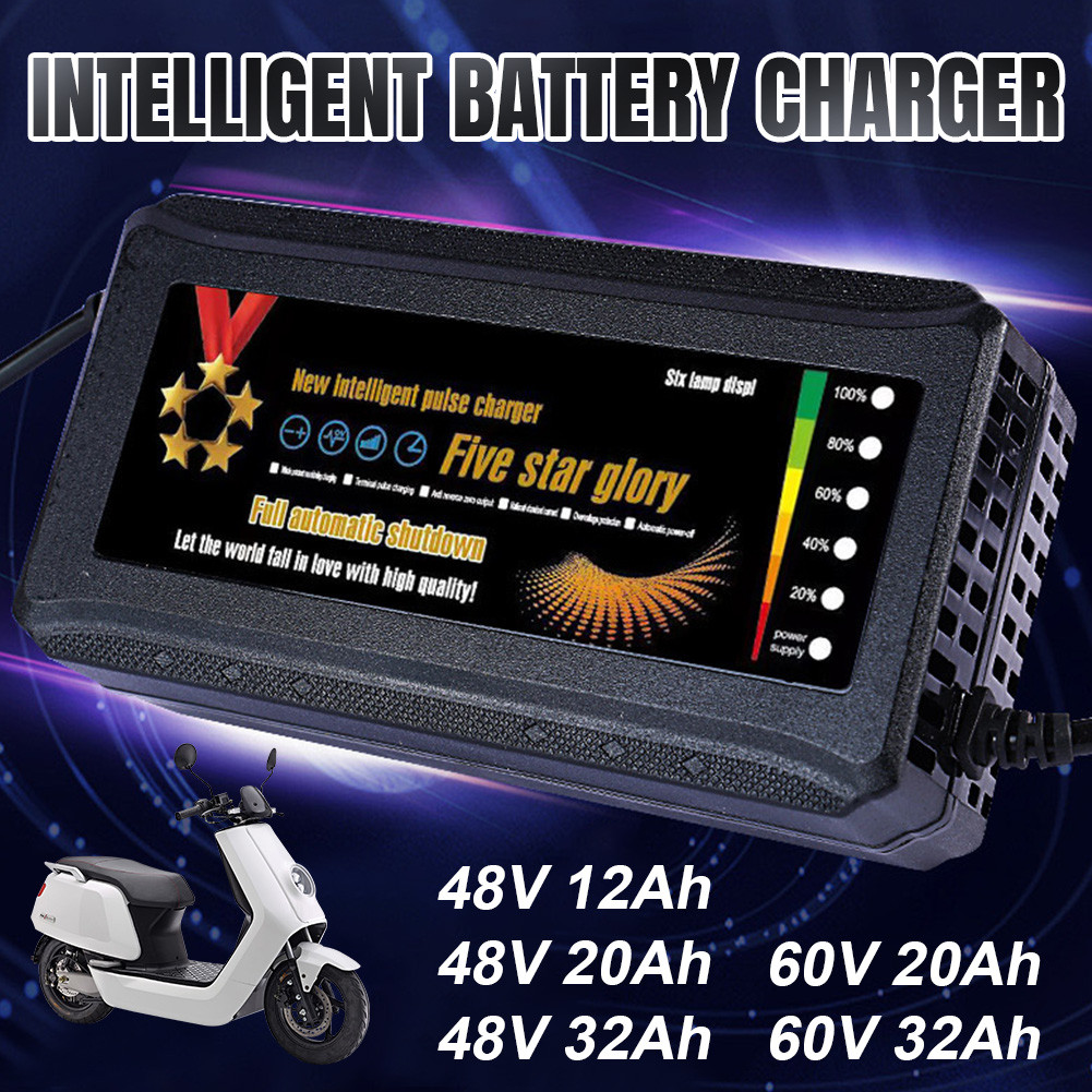 48V 60V Electric Bicycle Smart Battery Charger 12ah 20ah 32ah LED ...