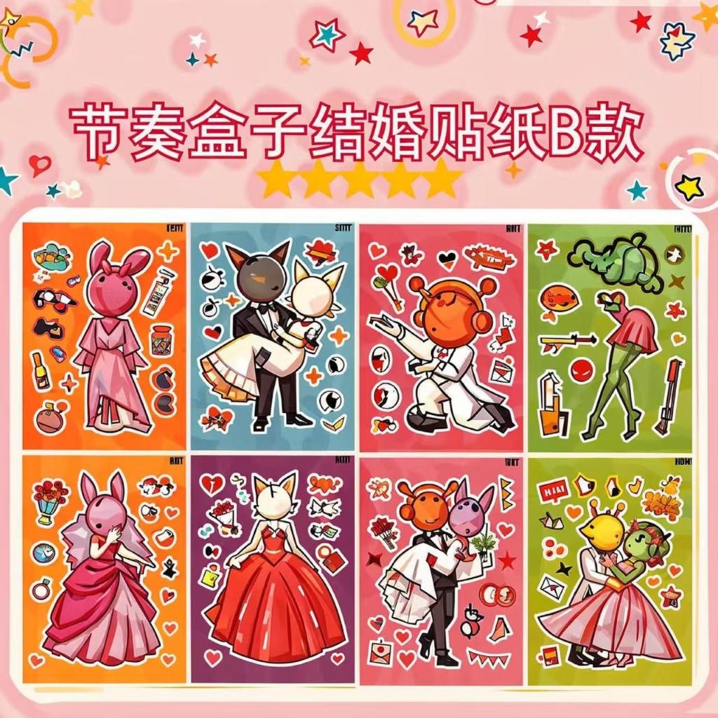 8 Sheets/set sprunki Stickers DIY Sticker Make A Face Assemble Jigsaw ...