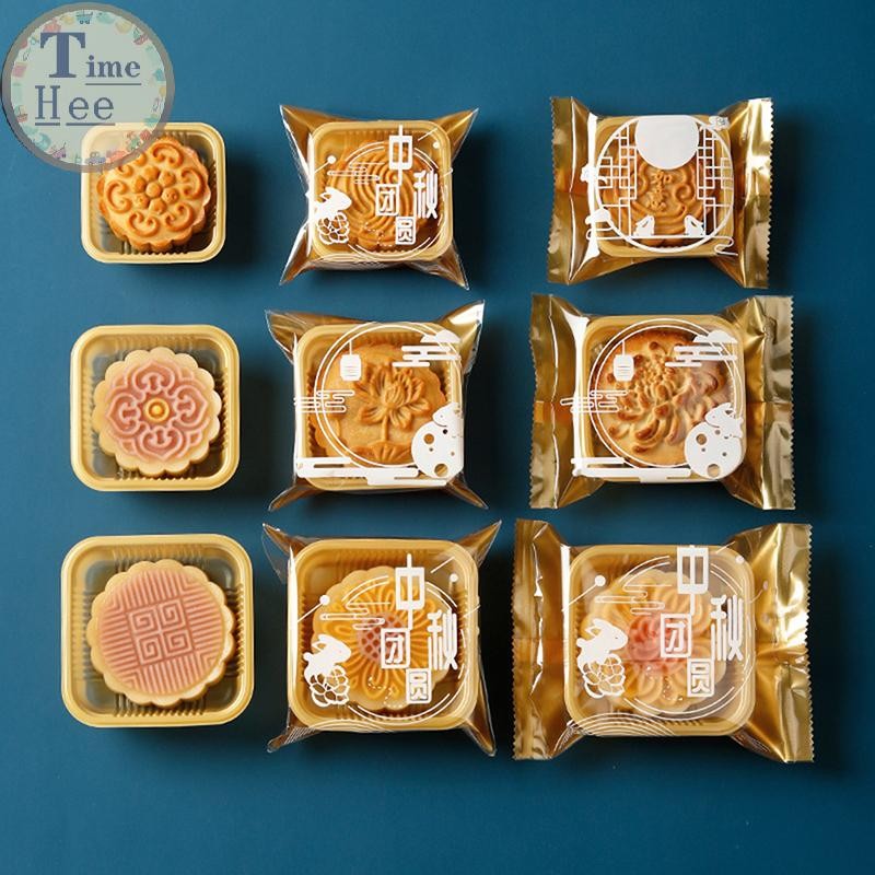 TIMEHEE 100pcs Square Moon Cake Trays Mooncake Packaging Bag With Cover ...