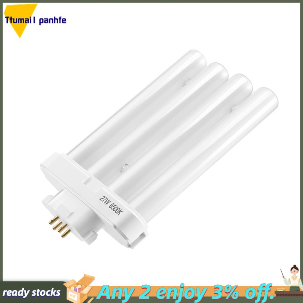 【ttumai4panhfe】220V 27W 4 Pin Rows 6500K Double-H Quad Tube Compact ...